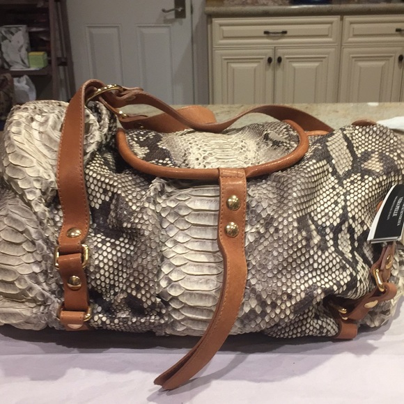 Goanni Notaro | Bags | Brand New Italian Python Leather Shouldertote ...